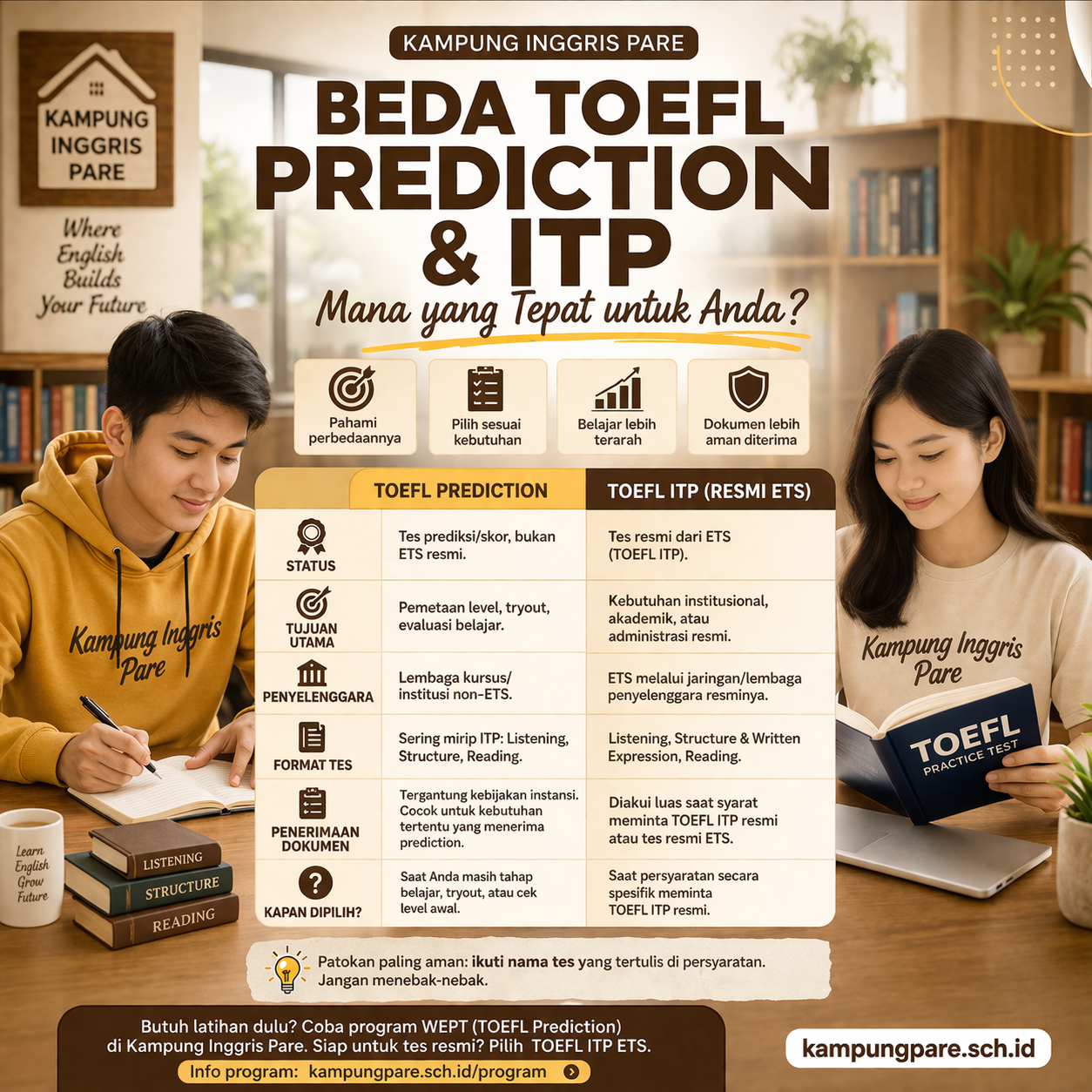 Perbedaan TOEFL Prediction dan ITP - Kampung Inggris Pare